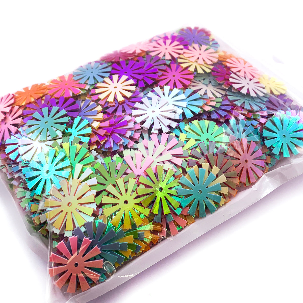 Flower / Pinwheel Sequins · AB Multi Colours · Approx 50g – blossom & cat