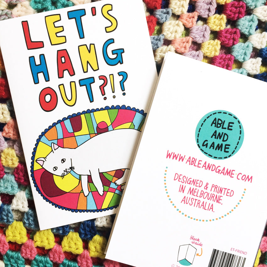 Greeting Card · Lets Hang Out · Able & Game – blossom & cat